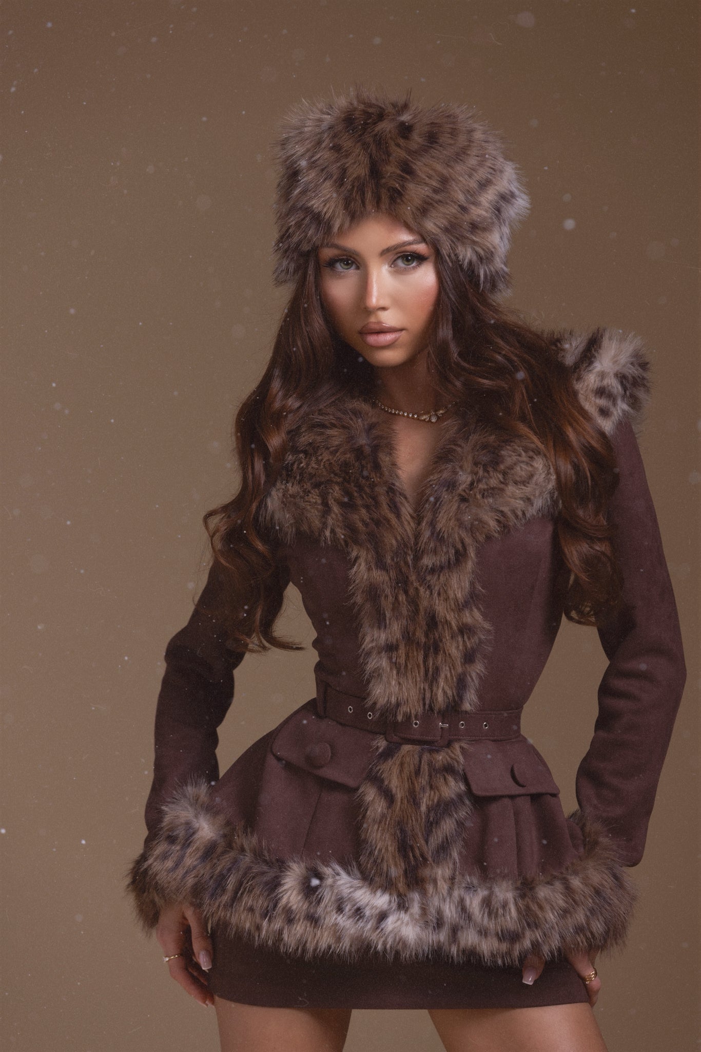 Suede Faux Fur Jacket & Skirt Set – Malliny